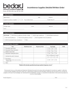 Incontinence Supplies Prescription Form Fill Out Sign And Share Online