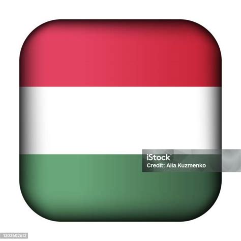 헝가리의 국기와 유리 빛 공 제곱된 템플릿 아이콘입니다 헝가리 국가 상징 광택 사실큐브 3d 추상 벡터 일러스트가 강조 표시됩니다 큰 사분면 네 개의 사각형 3차원 형태에