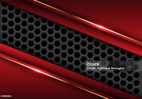 빨간색 삼각형 골드 라인 디자인 현대 미래 배경 벡터 일러스트 레이 션에 추상 어두운 회색 육각 메쉬 0명에 대한 스톡 벡터 아트 및 기타 이미지 Istock