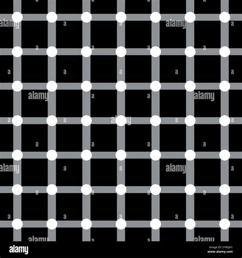 Black Background With White Dots On Grey Grid Lines Creating A Scintillating Illusion Stock