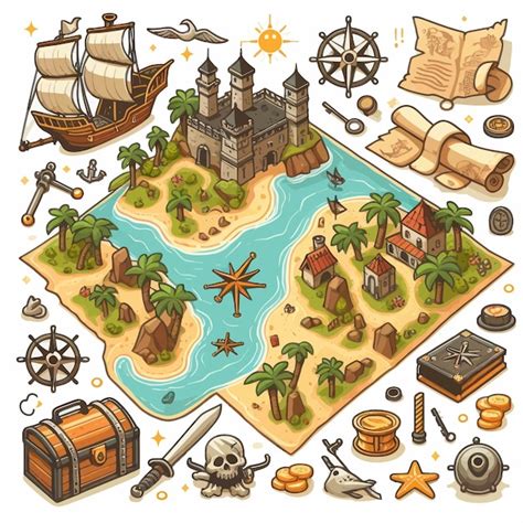 Mapa Do Tesouro Vetor Premium