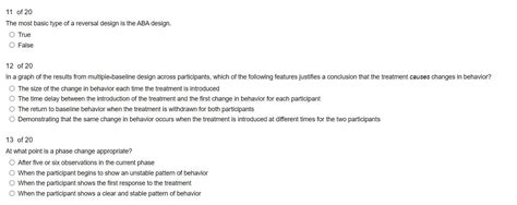 Solved 11 Of 20 The Most Basic Type Of A Reversal Design Is