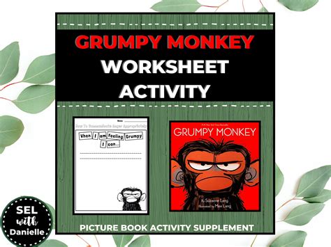 Grumpy Monkey Worksheet Activity Feelings Anger Book Companion Etsy