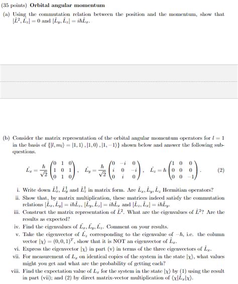 Solved 20 ﻿points ﻿orbital Angular Momentum ﻿l 1 ﻿case
