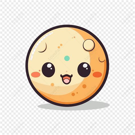 Cute Vector Kawaii Cute Round Moon Chubby Cute Face Sticker Clipart