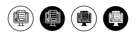 Online Exam Test Icon Set Education Assessment And Quiz Vector Symbol In A Black Filled And