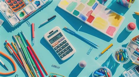 Premium Photo Top View Of Back To School Supplies With Watercolor And
