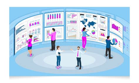 Modern 3d Isometric Design Concept Of Data Analysis With Business People Team Working With Data