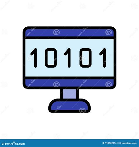 Binary Code Cyber Attack Icon Simple Color With Outline Vector