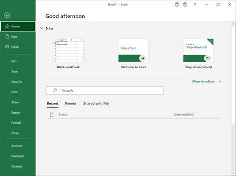 Excel Ribbon Start Screen