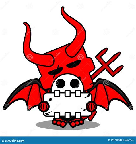 Red Devil Mascot Skull Zombie Board Stock Vector Illustration Of