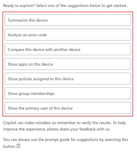 Copilot In Intune Shows Device Information And Errors Microsoft Learn