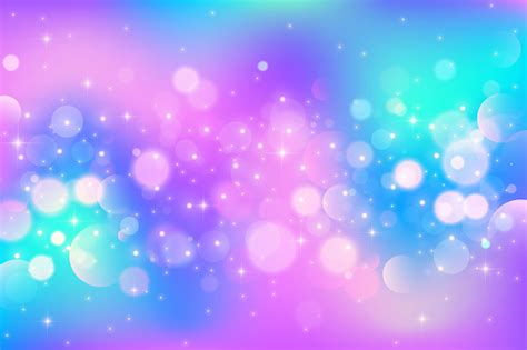 반짝이와 별이 있는 귀여운 보라색 추상 배경 꿈결 같은 파스텔 보라색 판타지 하늘 반짝임 유니콘 마법 물결 모양 Bg 홀로그램 그라데이션이 있는 빛나는 은하계 벡터 일러스트