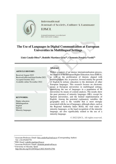 Pdf The Use Of Languages In Digital Communication At European