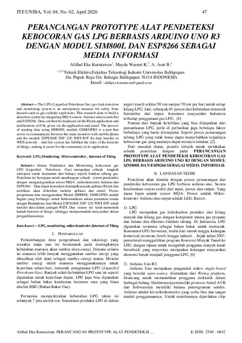 Pdf Perancangan Prototype Alat Pendeteksi Kebocoran Gas Lpg Berbasis Arduino Uno R3 Dengan
