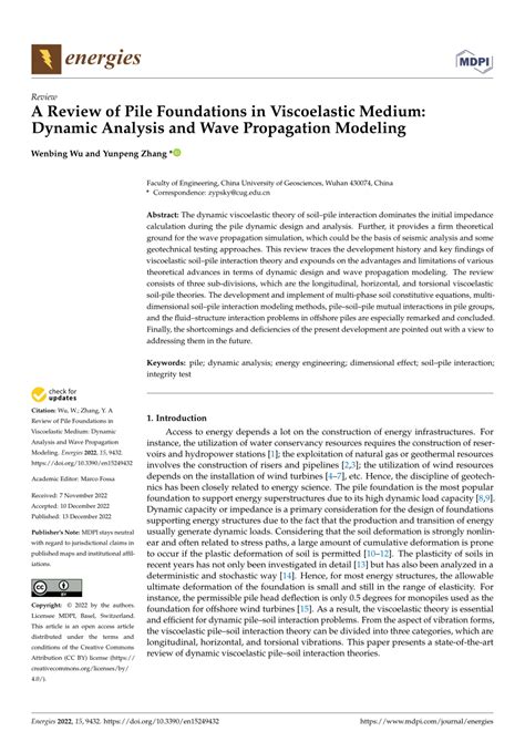 Pdf A Review Of Pile Foundations In Viscoelastic Medium Dynamic Analysis And Wave Propagation