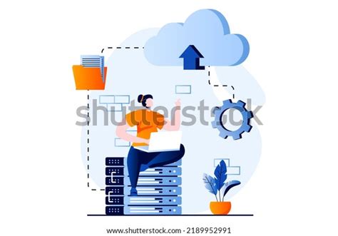 Saas는 사람들과 함께 평평한 만화 디자인으로 스톡 일러스트 2189952991 Shutterstock
