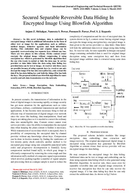 Pdf Secured Separable Reversible Data Hiding In Encrypted Image Using