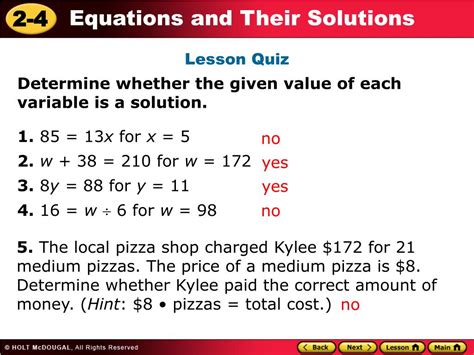 ppt i can determine whether a number is a solution of an equation