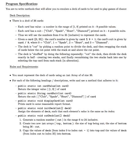 Program Specification You Are To Write Methods That