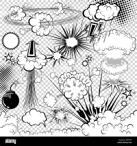 Vector Comic Book Explosion Elements Cartoon Symbols Stock Vector