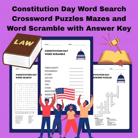 Constitution Day Word Search Crossword Puzzles Maze Us Constitution