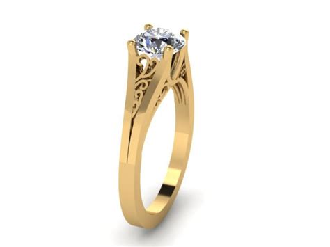 Forever One Moissanite Engagement Ring Wedding Ring 14k Yellow Gold