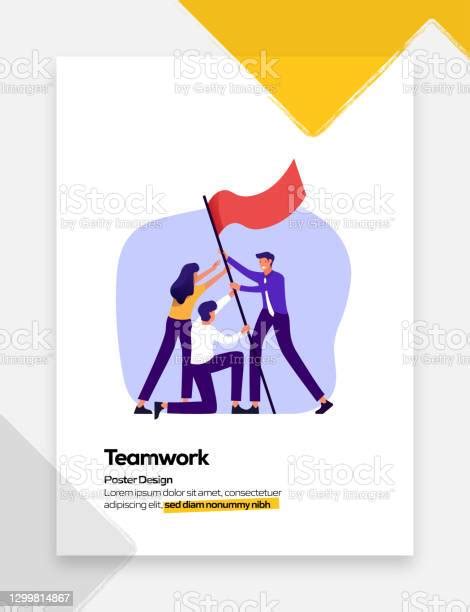포스터 커버 및 배너를 위한 팀워크 컨셉 플랫 디자인 현대 플랫 디자인 벡터 일러스트레이션 0명에 대한 스톡 벡터 아트 및 기타