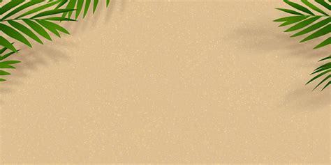야자수 잎과 그림자가 있는 모래 해변 질감 배경 벡터 일러스트 레이 션 플랫 레이 탑 뷰 열대 여름 해변 복사 공간이 있는 갈색