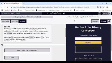 Learn Recursion By Building A Decimal To Binary Converter Step 43