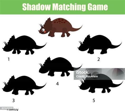 그림자 일치 하는 게임입니다 디노 문자로 교육 어린이 게임 2 3 살에 대한 스톡 벡터 아트 및 기타 이미지 2 3 살 4 5세 6 7 살 Istock