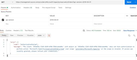 Azure Authorization Failed Error For The Microsoftcapacity