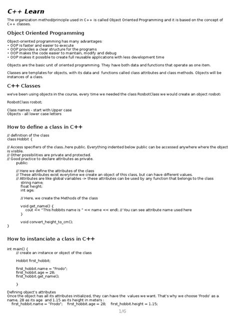 C Learn Object Oriented Programming Pdf Class Computer Programming Object Oriented