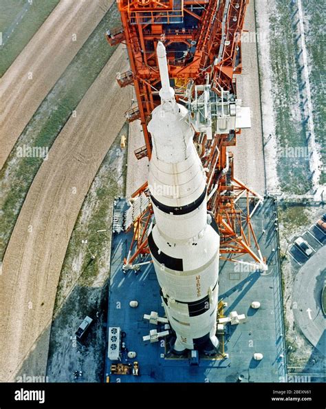 A View Of The 363 Foot High Saturn V Launch Vehicle That Will Carry