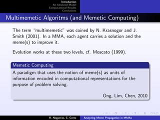 Analyzing Meme Propagation In Multimemetic Algorithms PPT