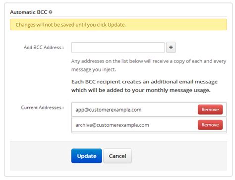 Automatic BCC BCC Emailing SocketLabs