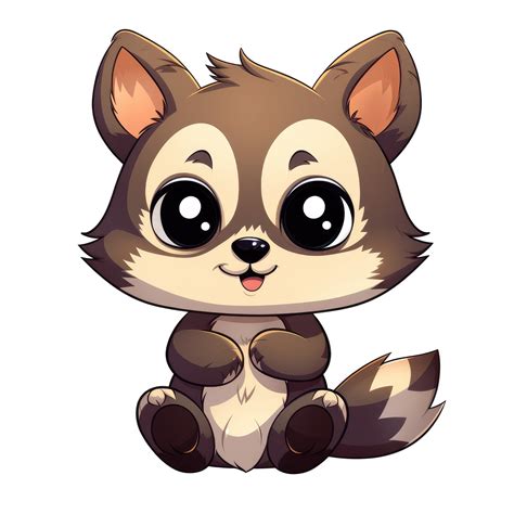 Ai Generated Cute Chibi Raccoon Cartoon Raccoon Character 36627748 Png