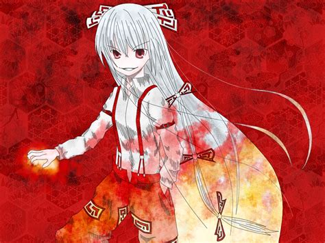 Safebooru Fire Fujiwara No Mokou Long Hair Ribbon Ribbons Touhou
