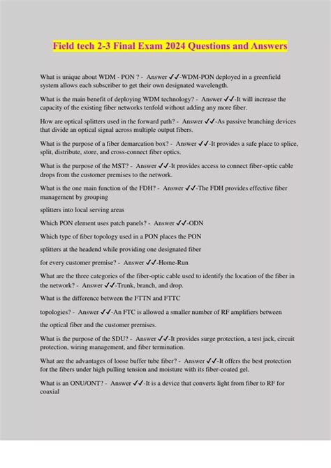 Field Tech 2 3 Final Exam 2024 Questions And Answers Progression Field Tech Stuvia Us