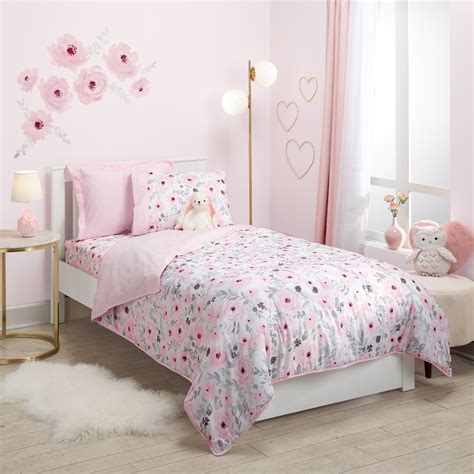 Sweet Jojo Designs Blush Pink Grey And White Chic Watercolor Floral
