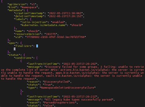 Kubernetes Namespace Stuck As Terminating How Do I Remove It Stack Overflow