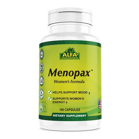 Menopax Nutritional Supplement 100 Capsules Alfa Vitamins Labs