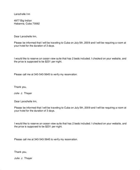 Hotel Reservation Request Letter Sample Pdf Template