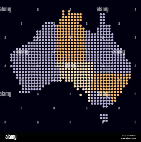Australia Dotted Map Digital Style Map Of The Country On Dark