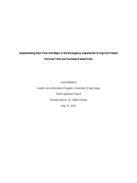 Capstone Paper 2 Pdf Emergency Department Patient