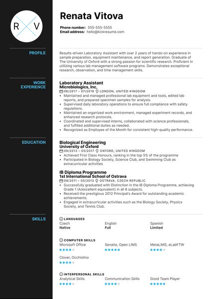 Bioinformatics Resume Example Kickresume
