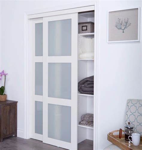 72 Modern European Off White Sliding Closet Door 3 Frosted Glass Lite Habitat For Humanity
