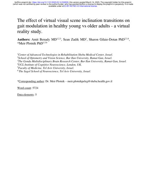 Pdf The Effect Of Virtual Visual Scene Inclination Transitions On