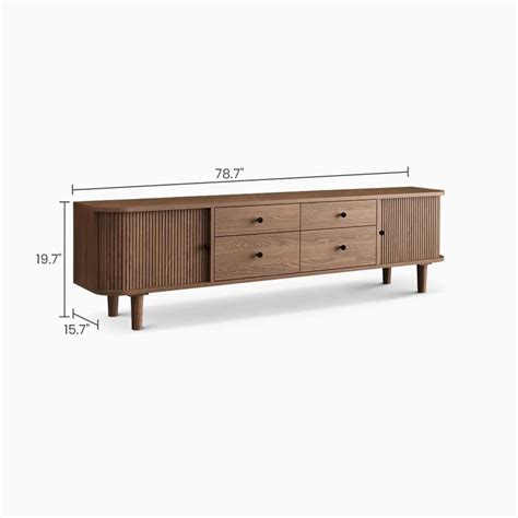 Tristan 84 Inch Warm Brown Solid Oak Tambour Door Tv Stand With 4