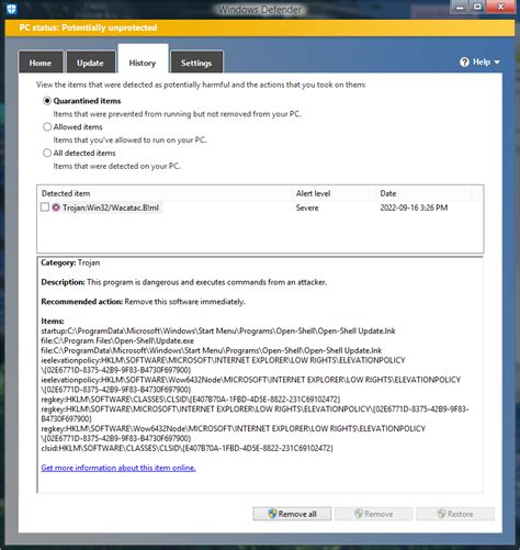 windows defender false positive · issue 1145 · open shell open shell